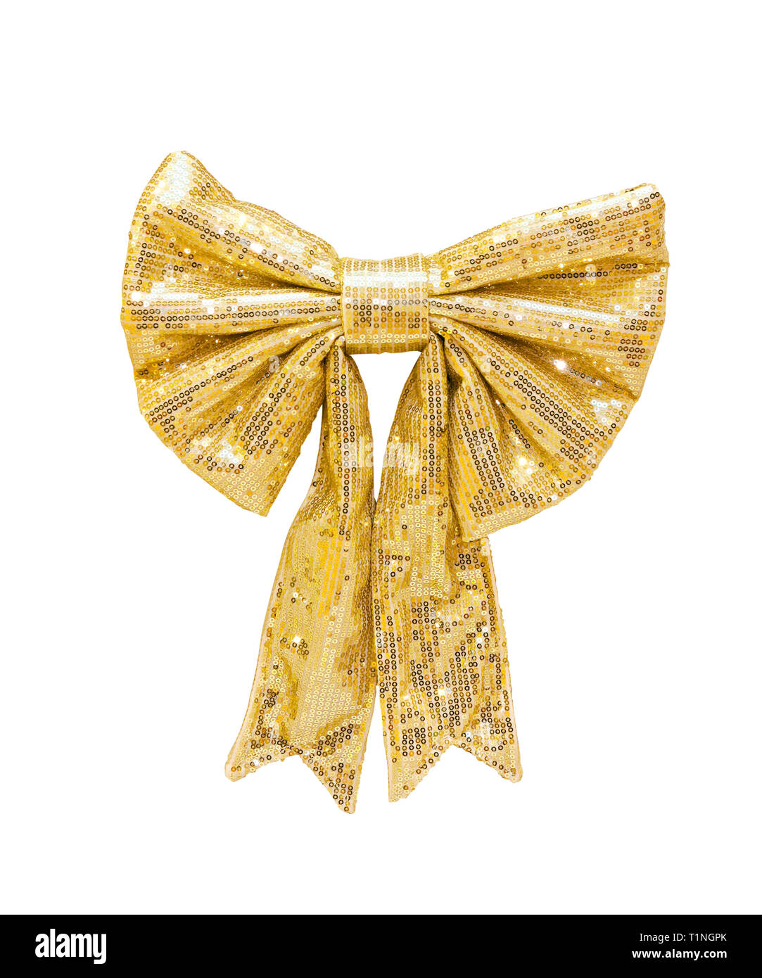 Glittering gold bow isolated with clipping path included Stock Photo ...