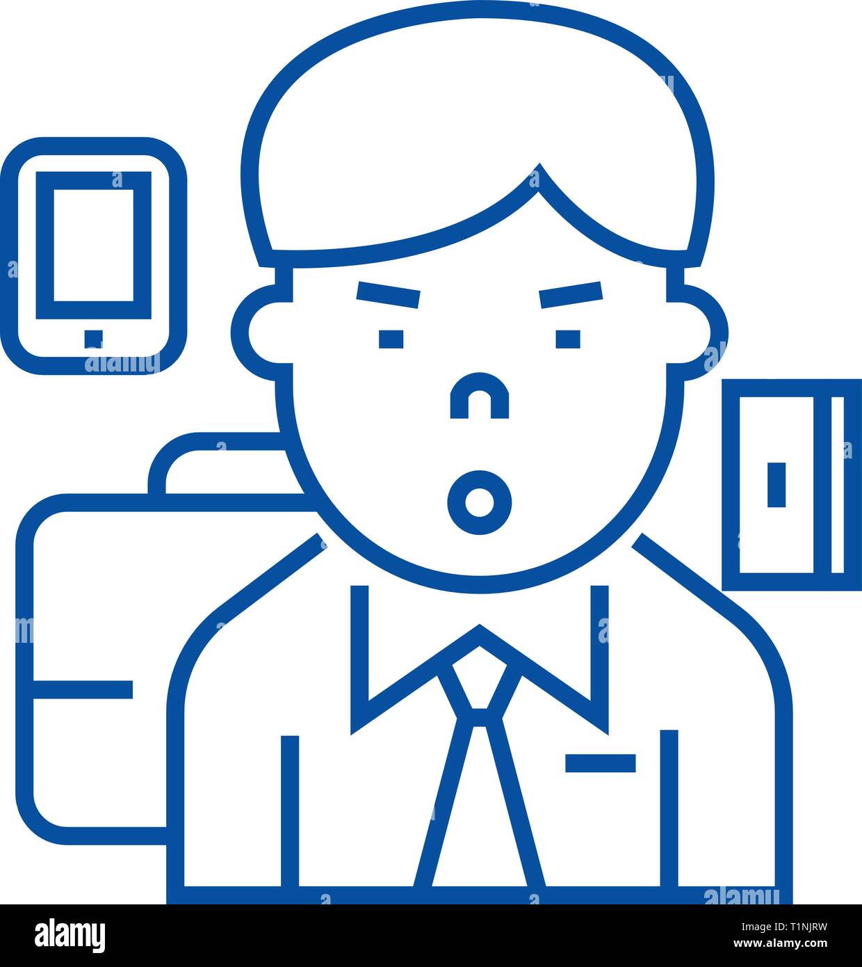 Manager,ceo line icon concept. Manager,ceo flat vector symbol, sign ...