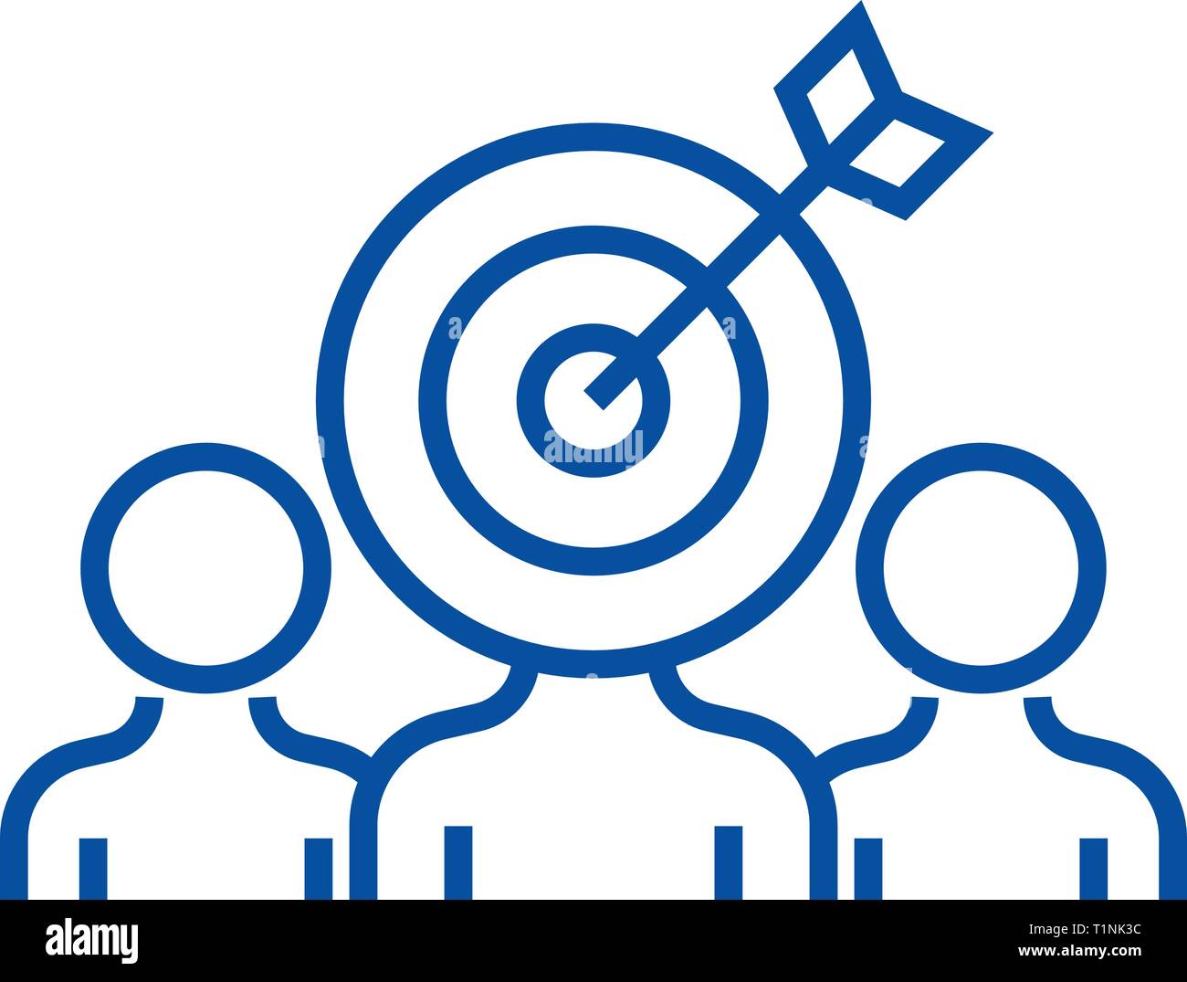 Marketing audience engagement line icon concept. Marketing audience engagement flat vector ...