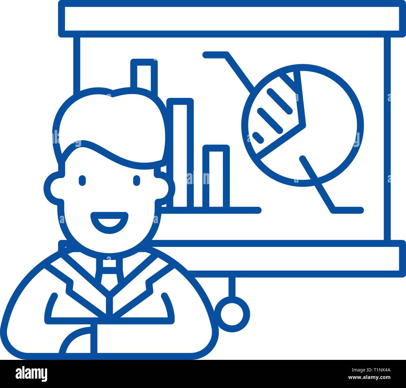 Marketing director line icon concept. Marketing director flat vector ...