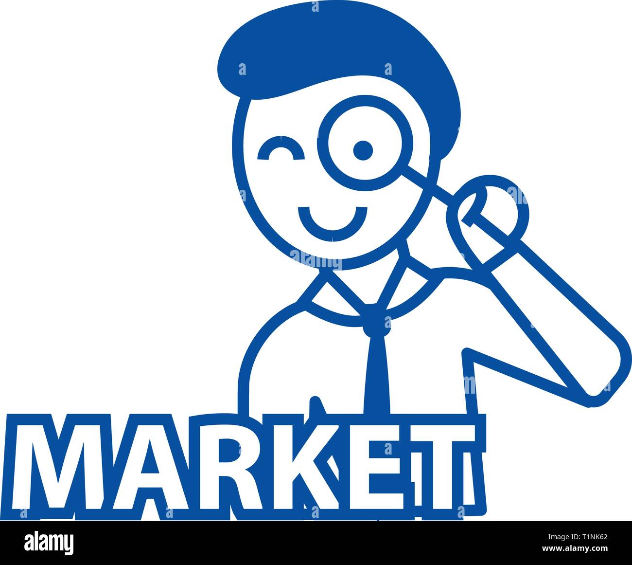 Marketing,man with magnifying lens line icon concept. Marketing,man ...