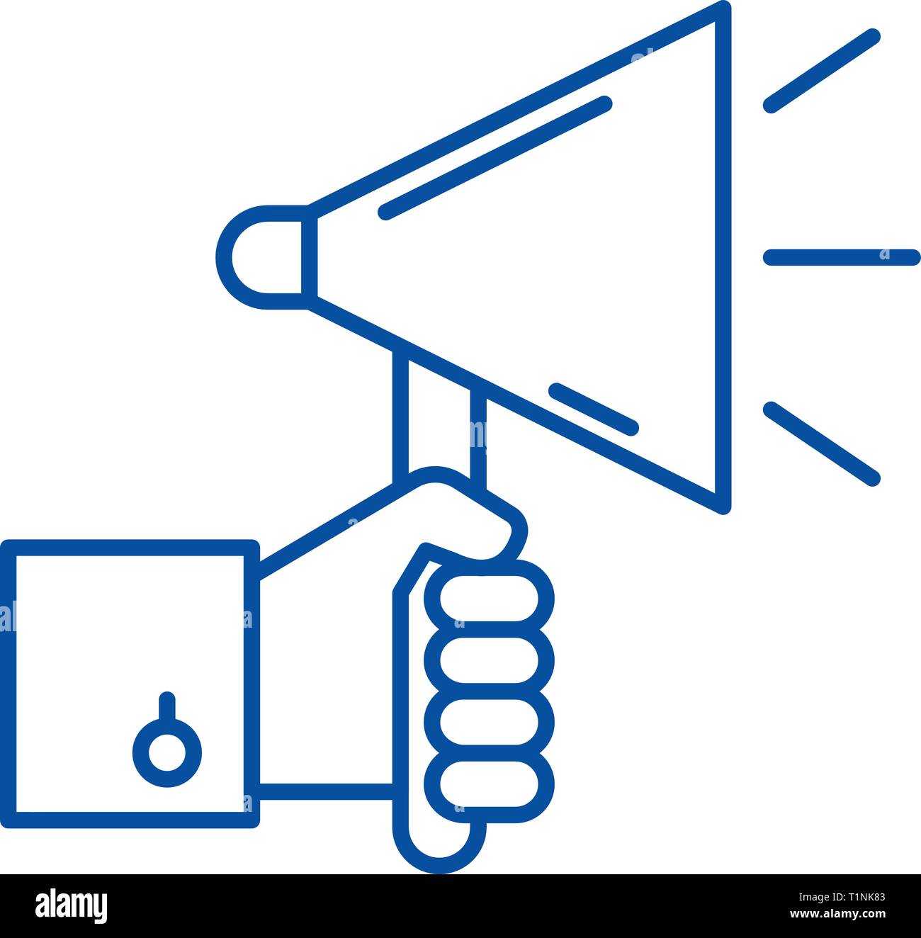 Mass advertising line icon concept. Mass advertising flat vector symbol ...