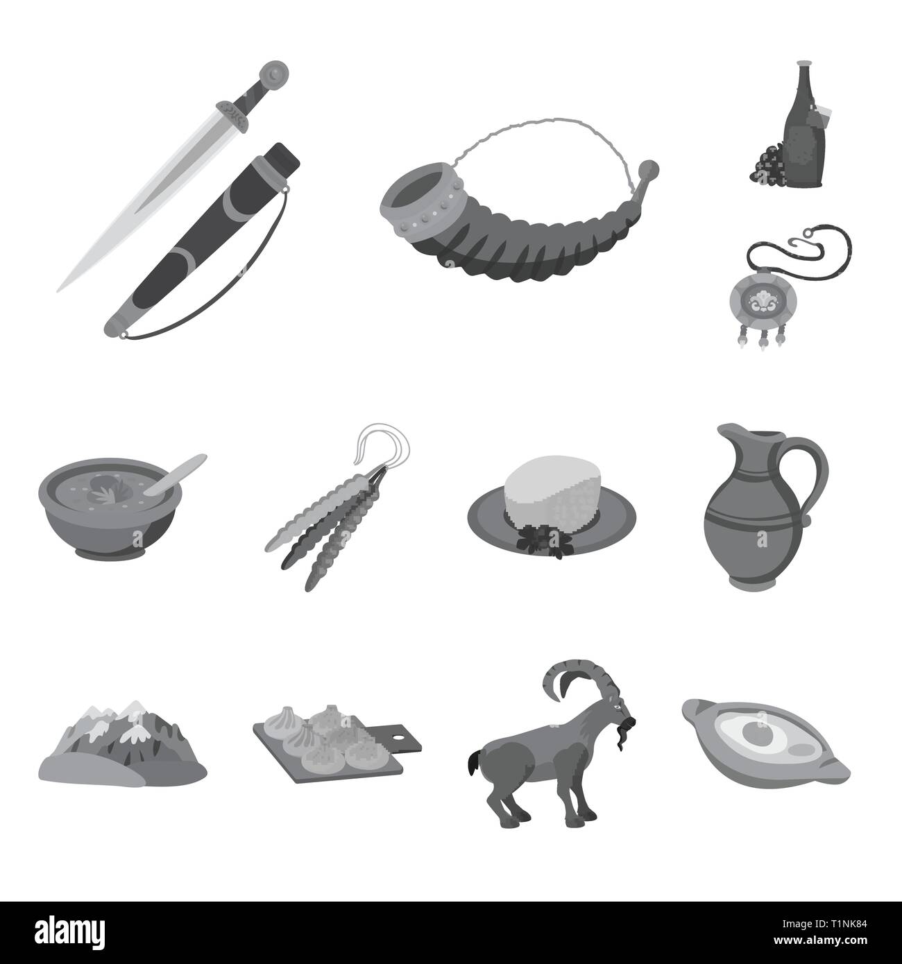 Vector design of attributes and tourism logo. Set of attributes and ...