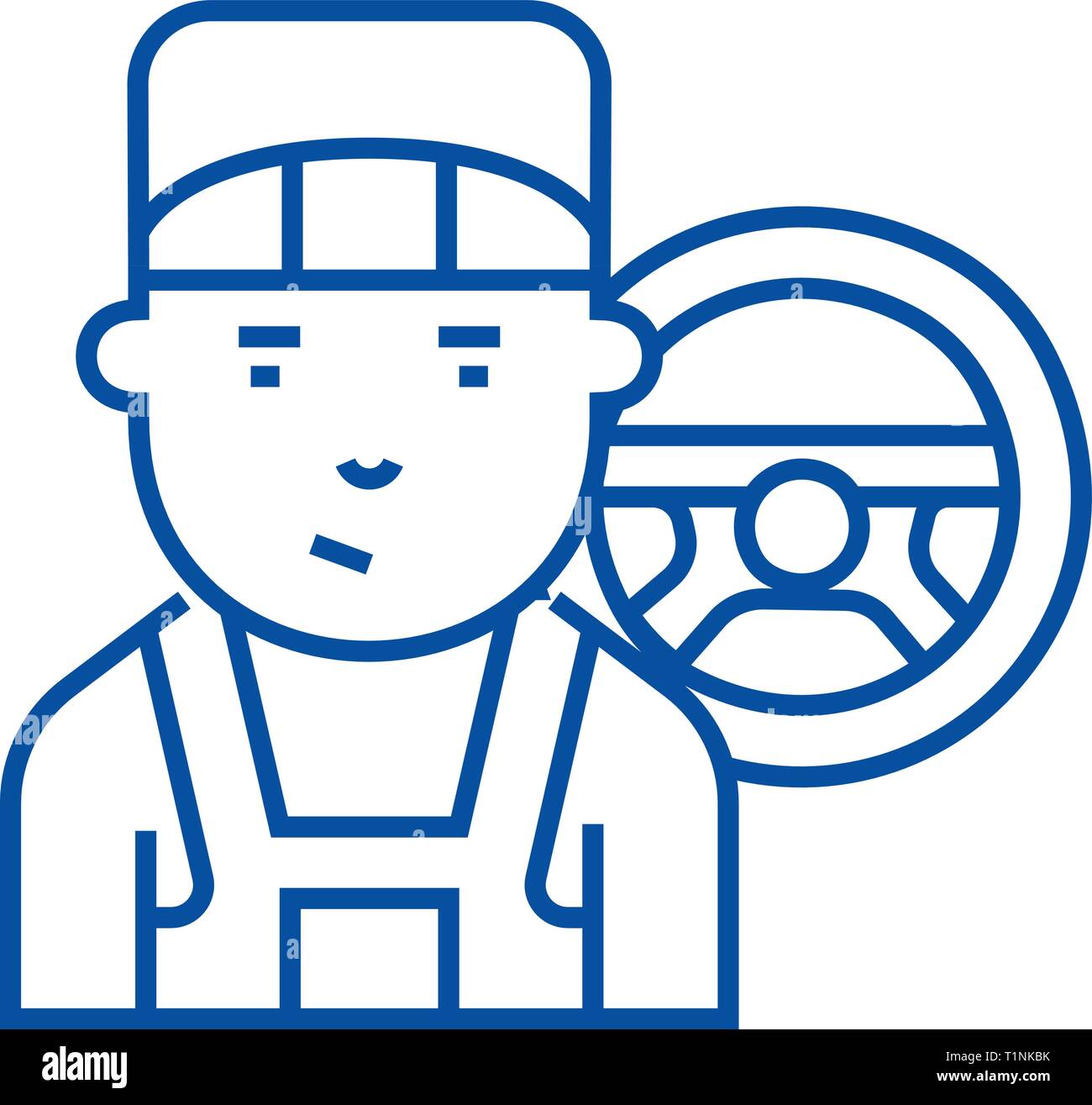 Mechanic line icon concept. Mechanic flat vector symbol, sign, outline ...