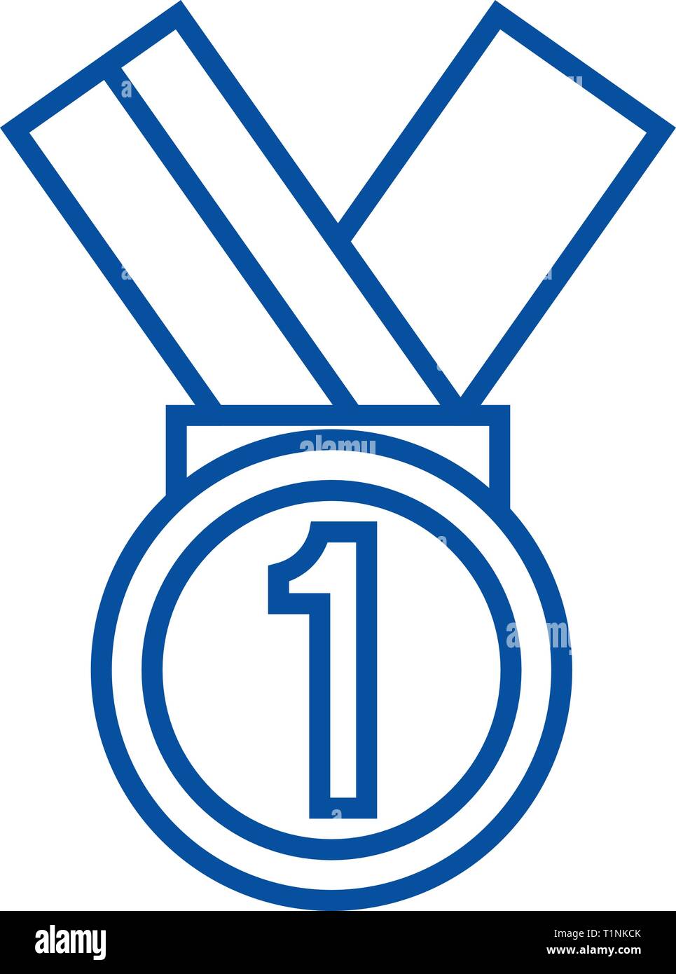 Medal, first place line icon concept. Medal, first place flat vector ...