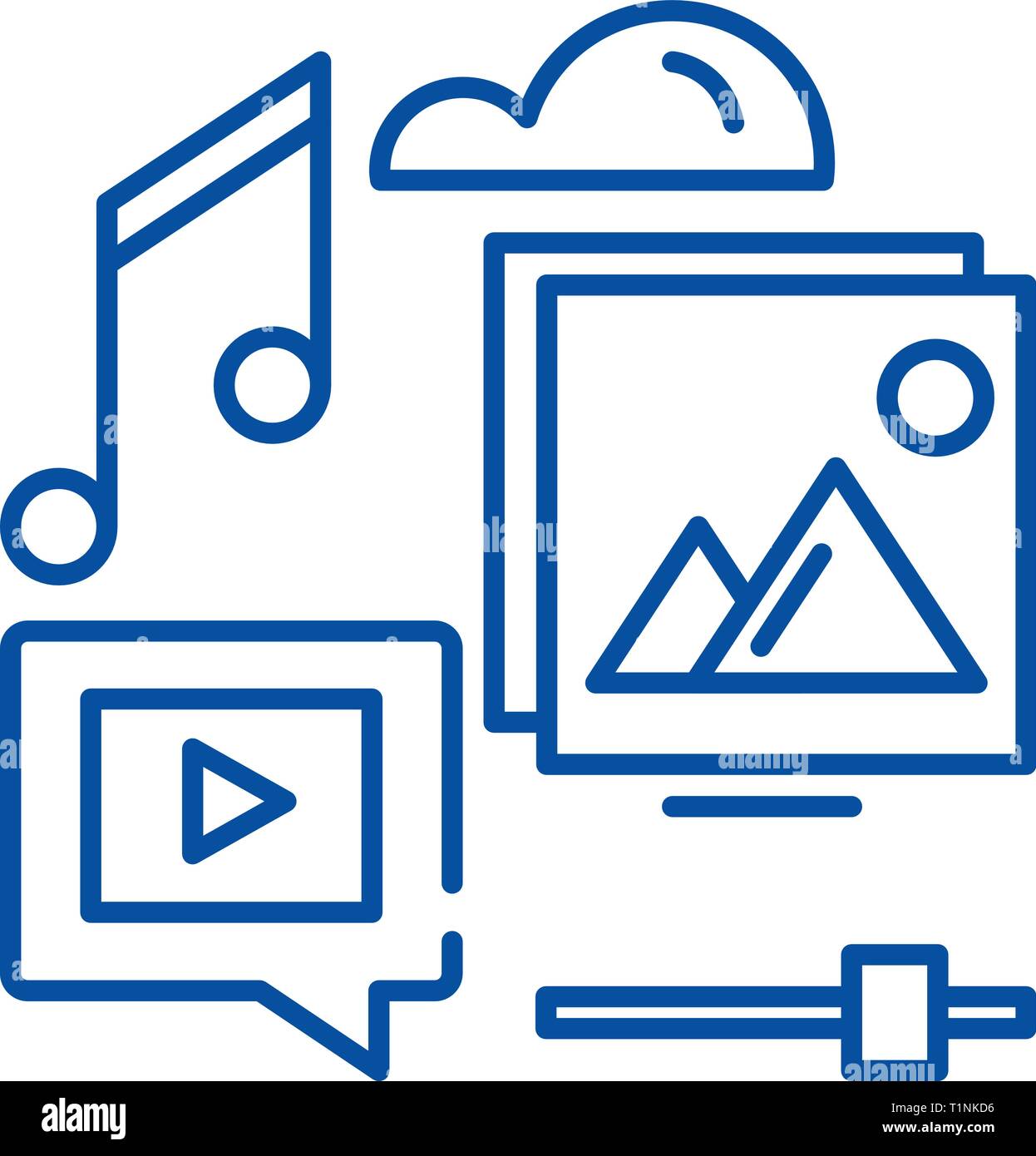 Media content line icon concept. Media content flat vector symbol, sign ...