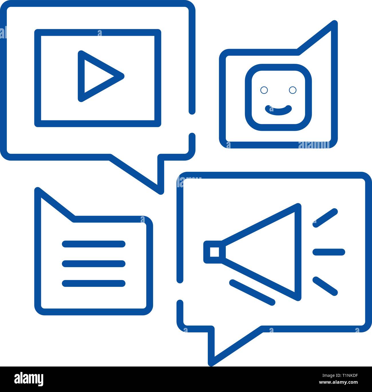 Media online library line icon concept. Media online library flat ...