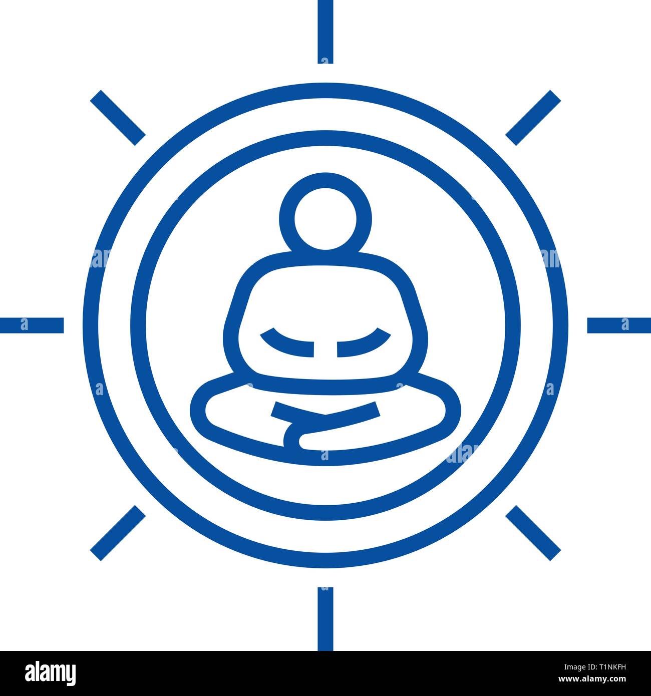 Meditation pose line icon concept. Meditation pose flat vector symbol ...