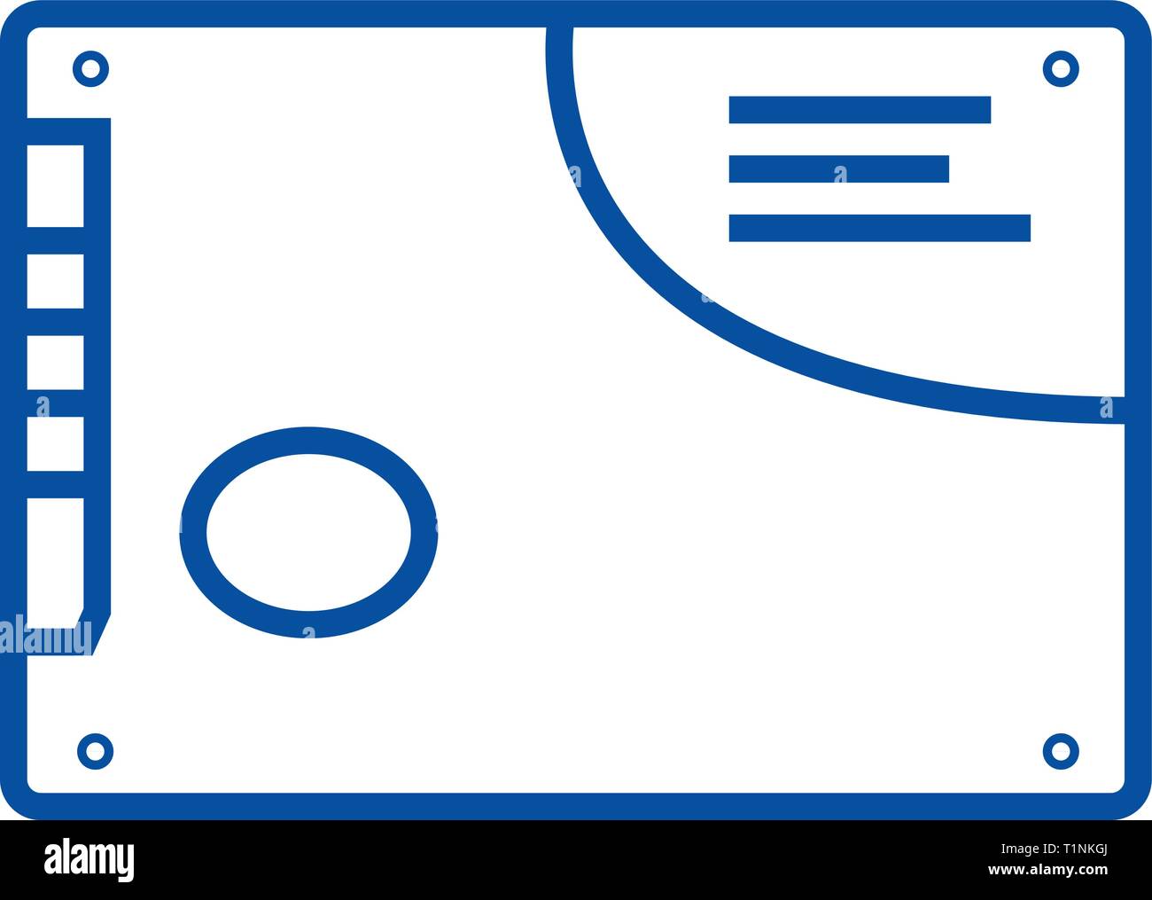 Memory card, ssd line icon concept. Memory card, ssd flat vector symbol ...