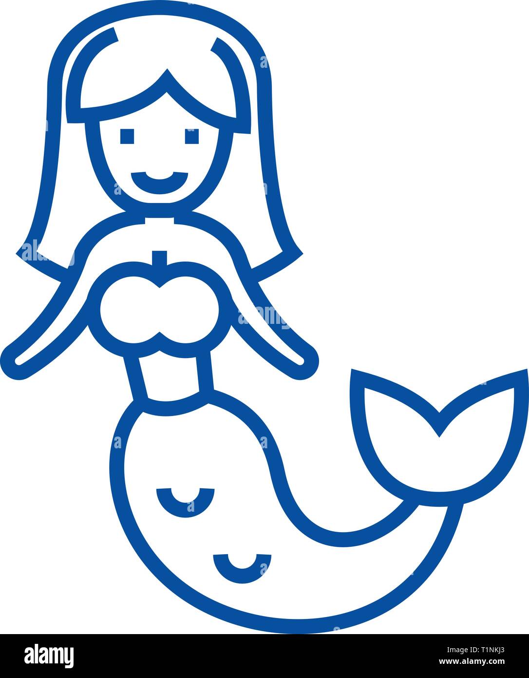 Mermaid line icon concept. Mermaid flat vector symbol, sign, outline ...