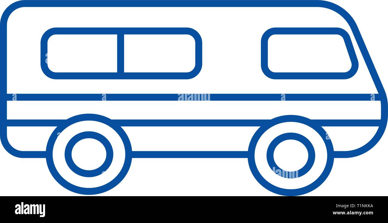 Microbus,minibus line icon concept. Microbus,minibus flat vector symbol ...