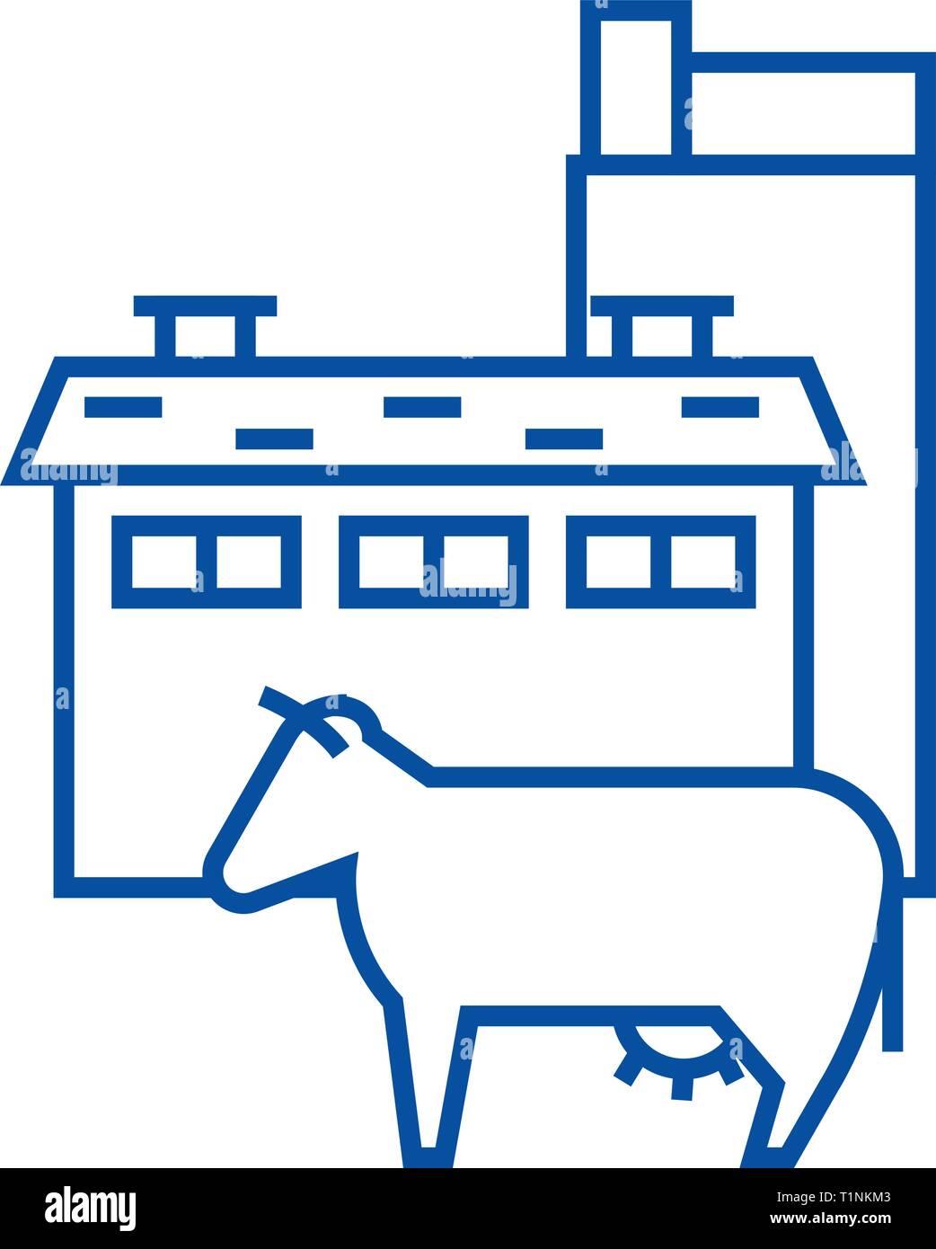 Milk industry line icon concept. Milk industry flat vector symbol, sign ...