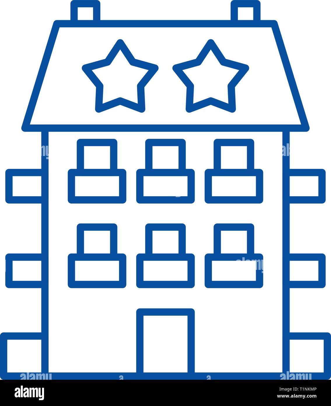 Mini hotel line icon concept. Mini hotel flat vector symbol, sign ...