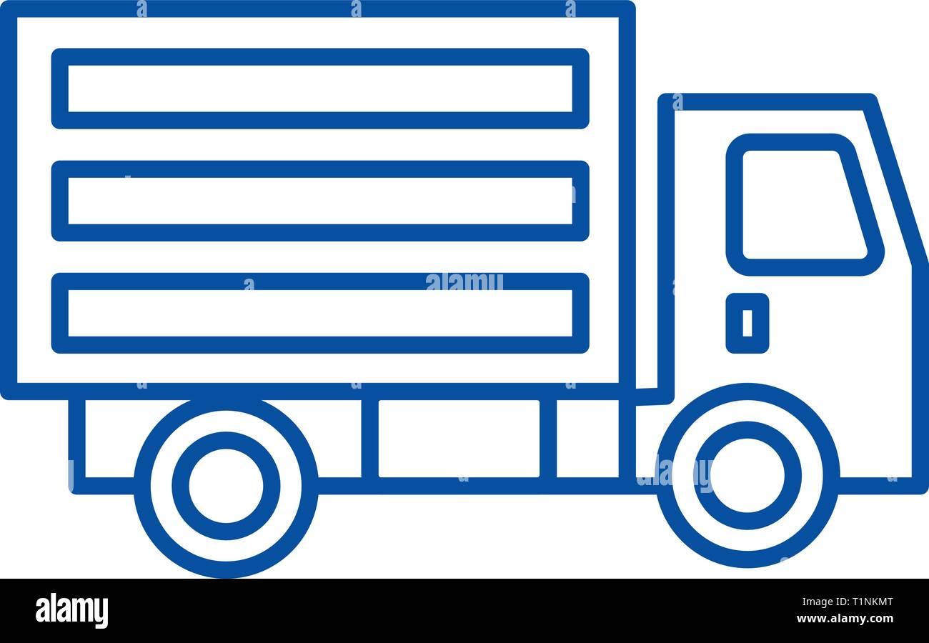 Mini truck line icon concept. Mini truck flat vector symbol, sign ...