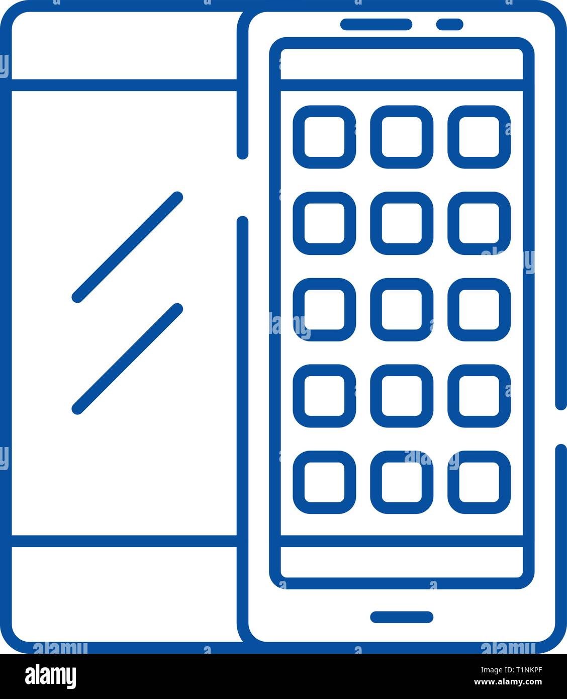 Mobile applications line icon concept. Mobile applications flat vector ...