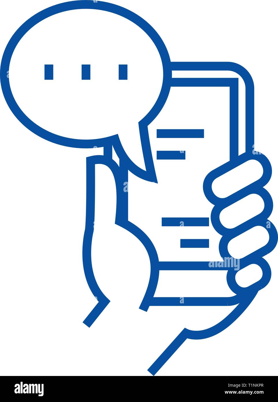 Mobile chat line icon concept. Mobile chat flat vector symbol, sign ...