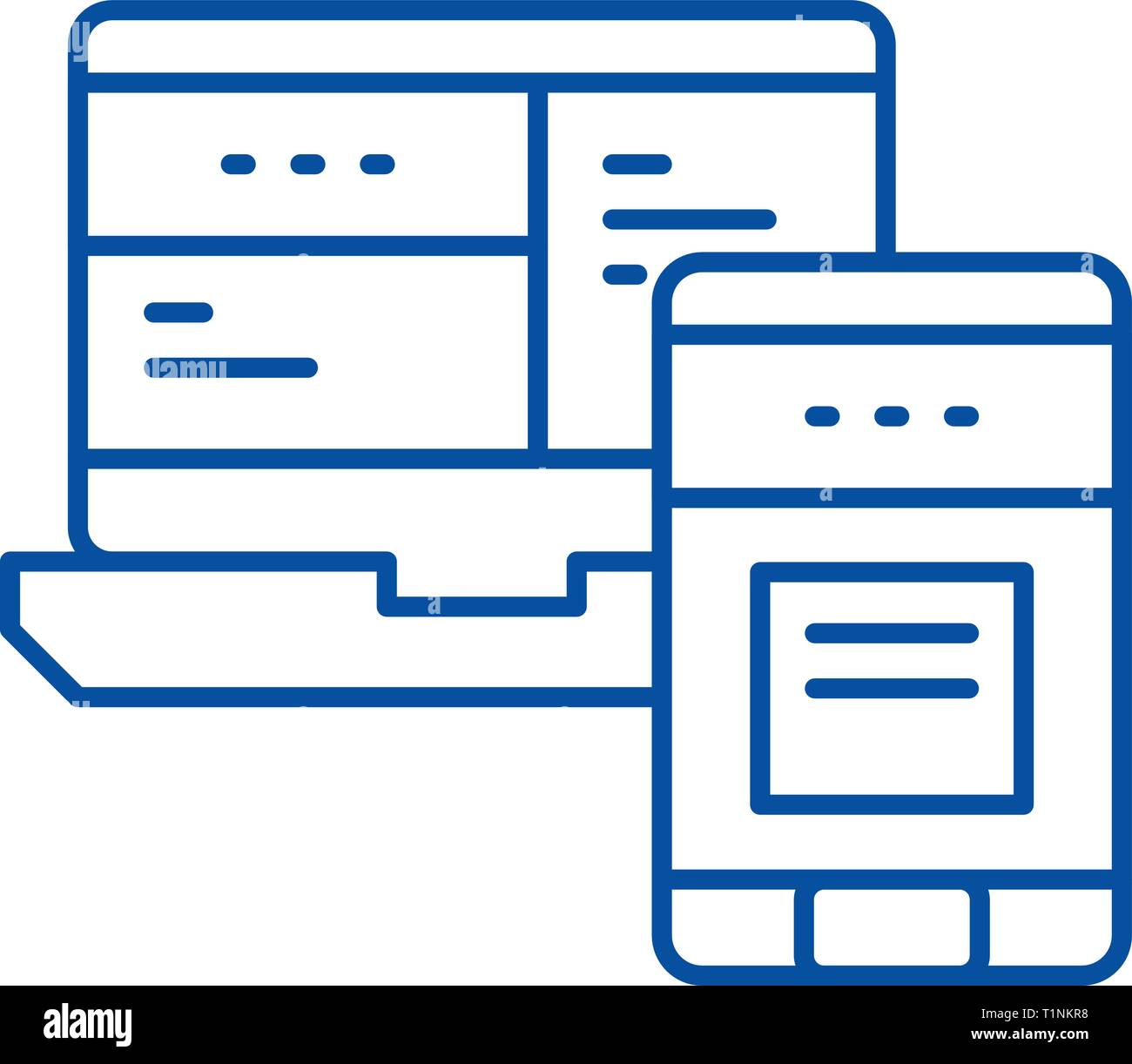 Mobile control system line icon concept. Mobile control system flat ...
