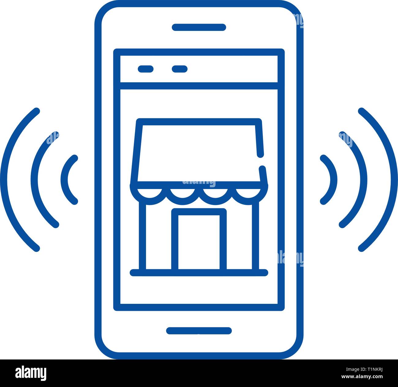 Mobile electronic store line icon concept. Mobile electronic store flat ...