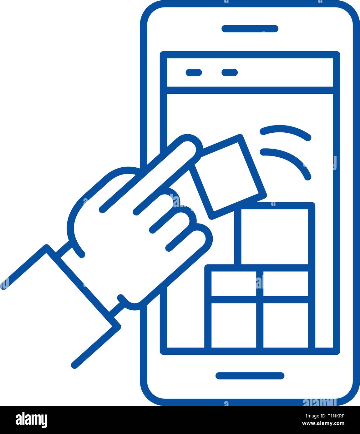 Mobile game line icon concept. Mobile game flat vector symbol, sign ...