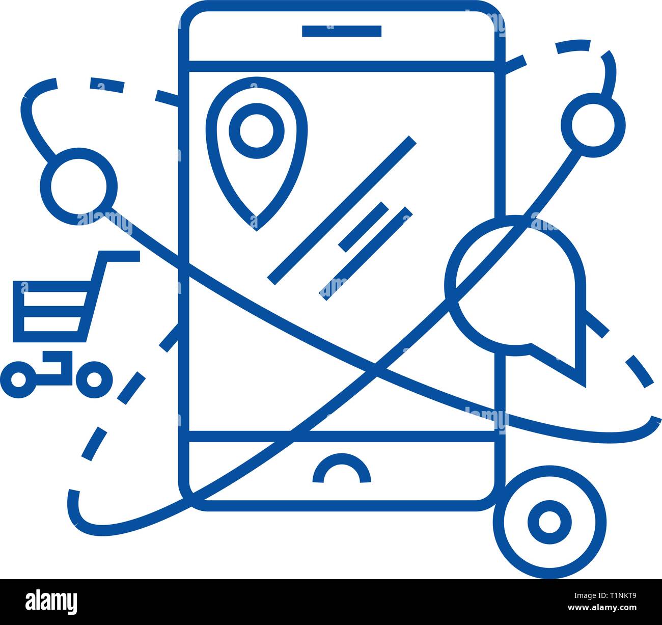 Mobile navigation,commerce ,location line icon concept. Mobile ...