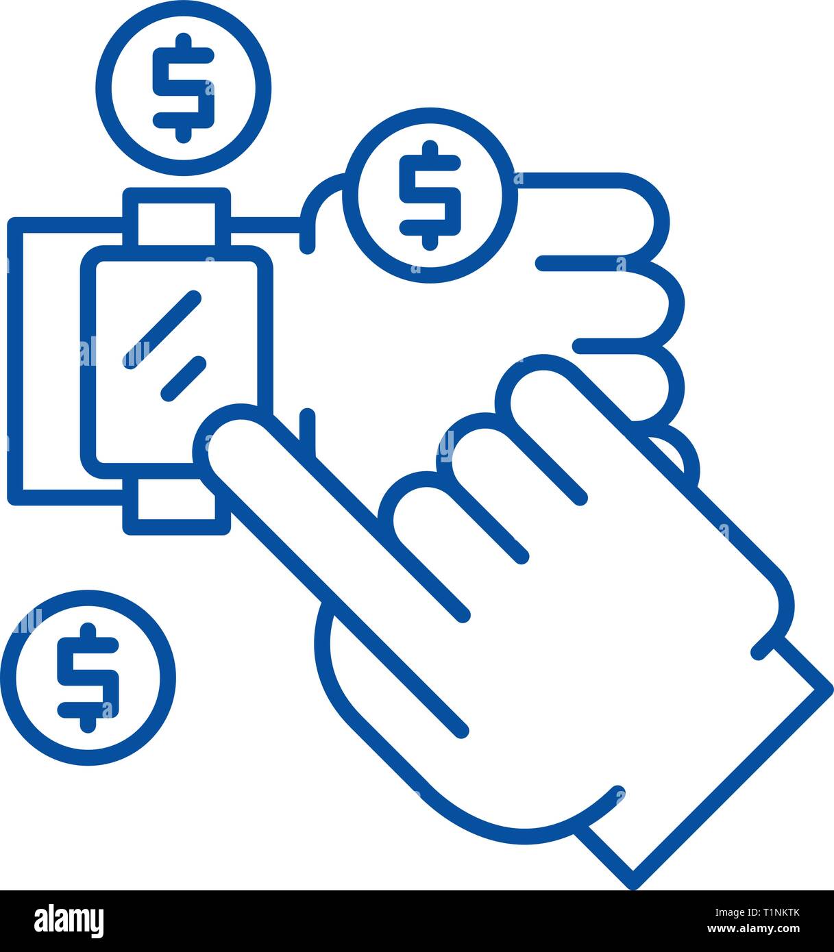 Mobile payments line icon concept. Mobile payments flat vector symbol ...