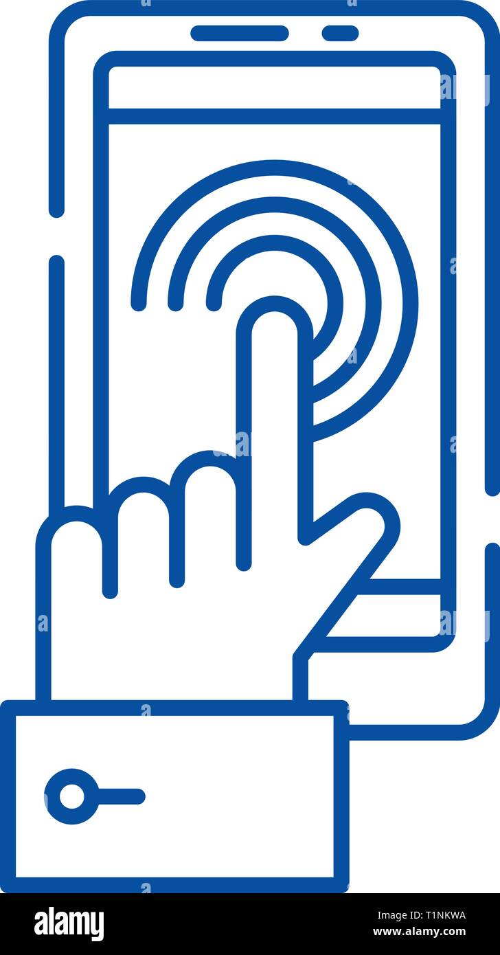Mobile touchscreen line icon concept. Mobile touchscreen flat vector ...