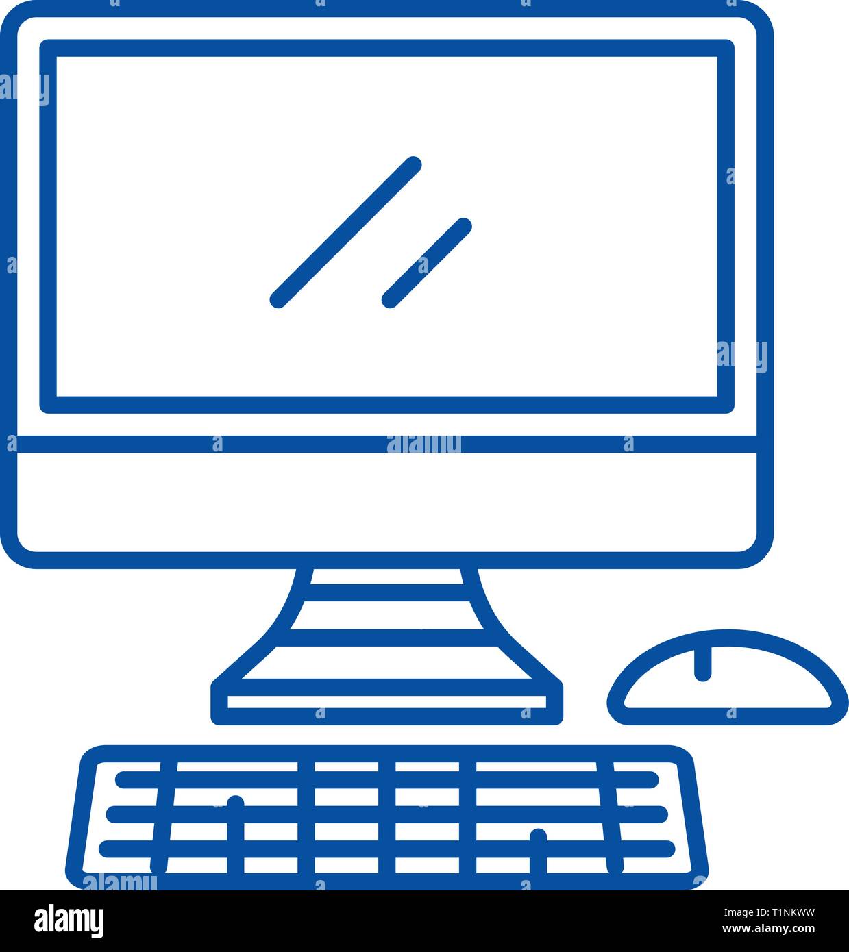 Modern computer line icon concept. Modern computer flat vector symbol ...