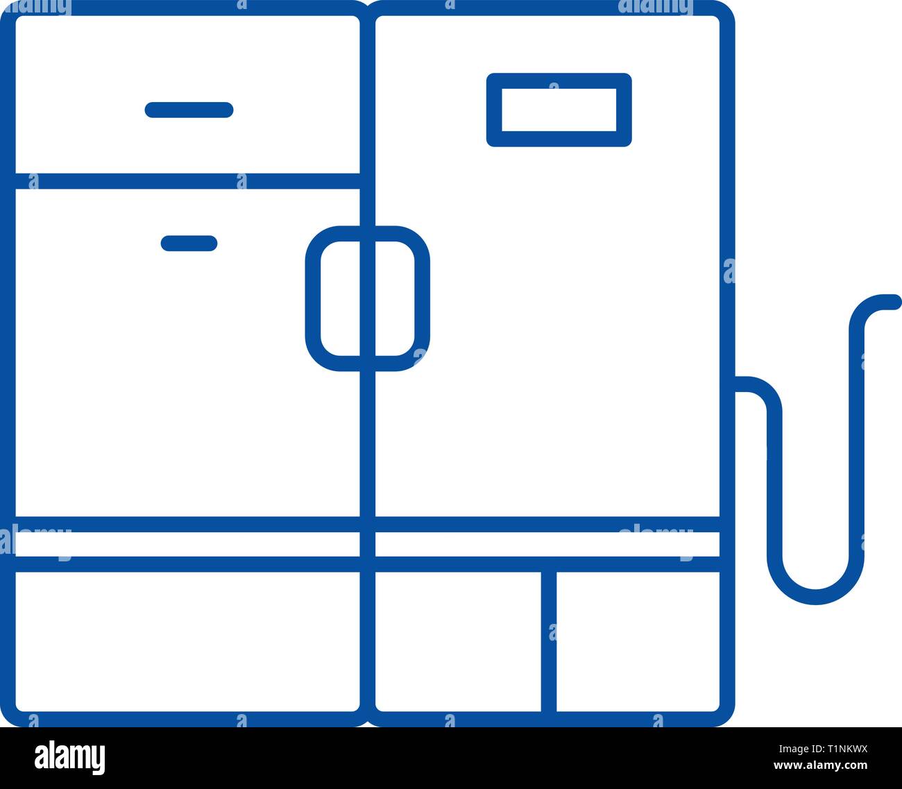 Modern fridge line icon concept. Modern fridge flat vector symbol, sign ...