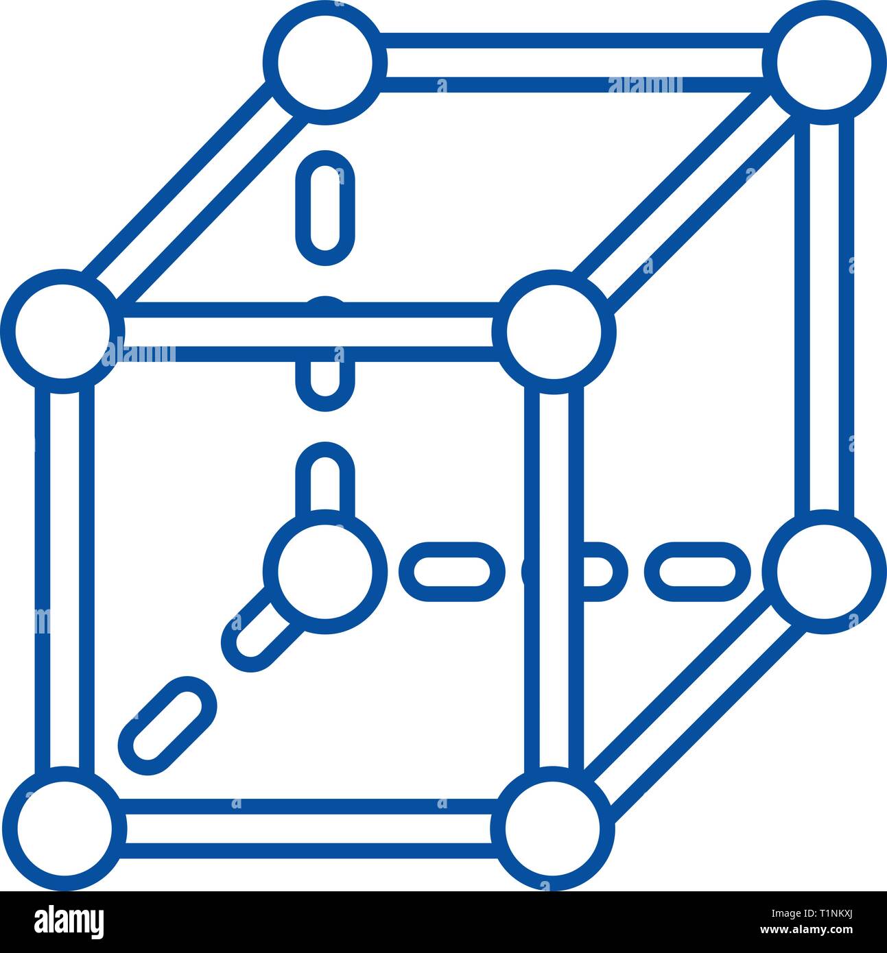 Molecular cube line icon concept. Molecular cube flat vector symbol ...