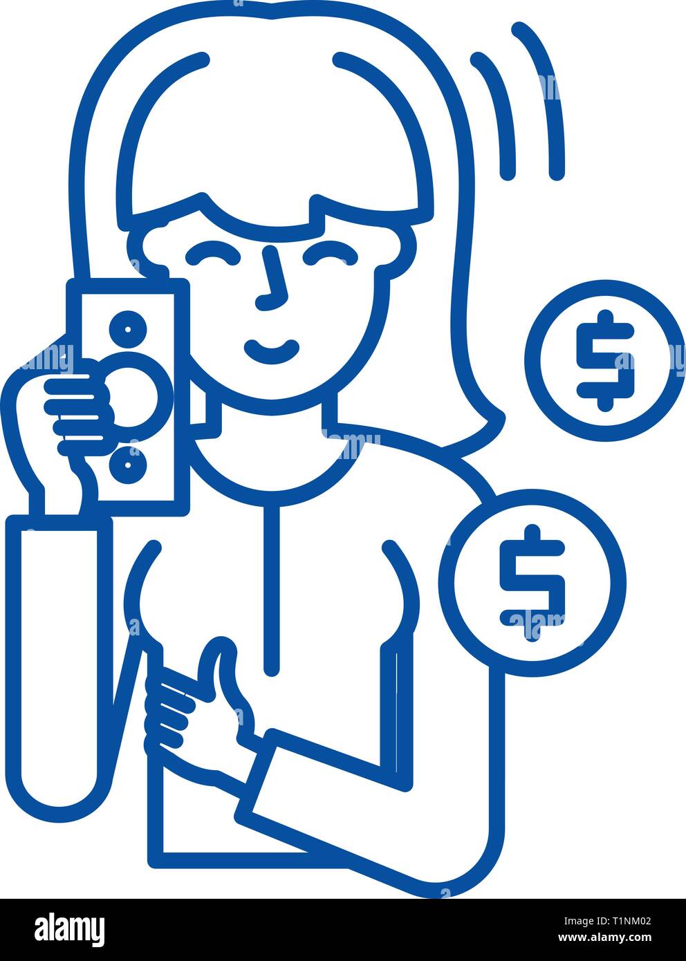 Money prize line icon concept. Money prize flat vector symbol, sign ...