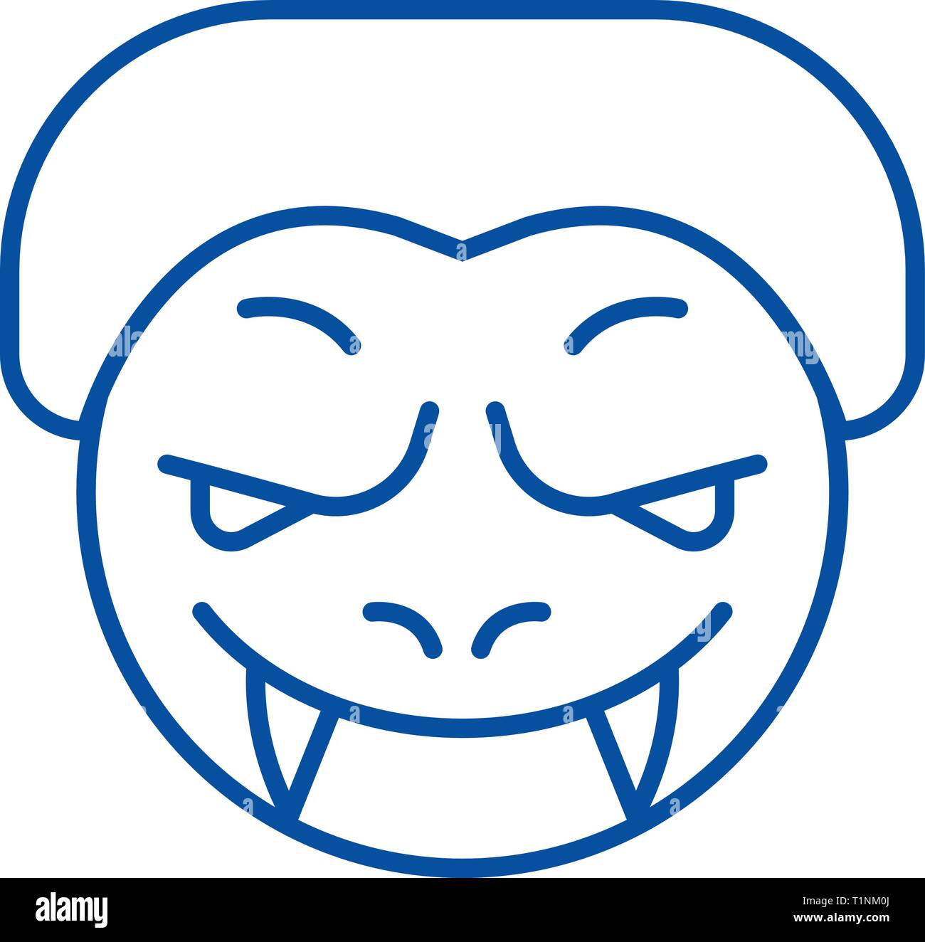 Monster emoji line icon concept. Monster emoji flat vector symbol, sign ...