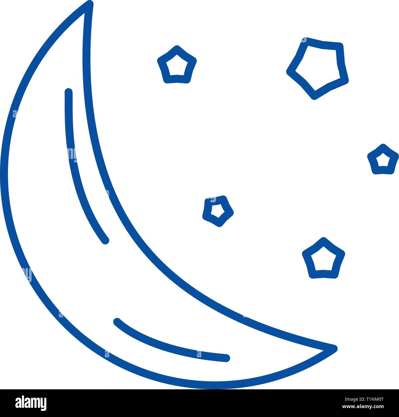 Moon line icon concept. Moon flat vector symbol, sign, outline ...
