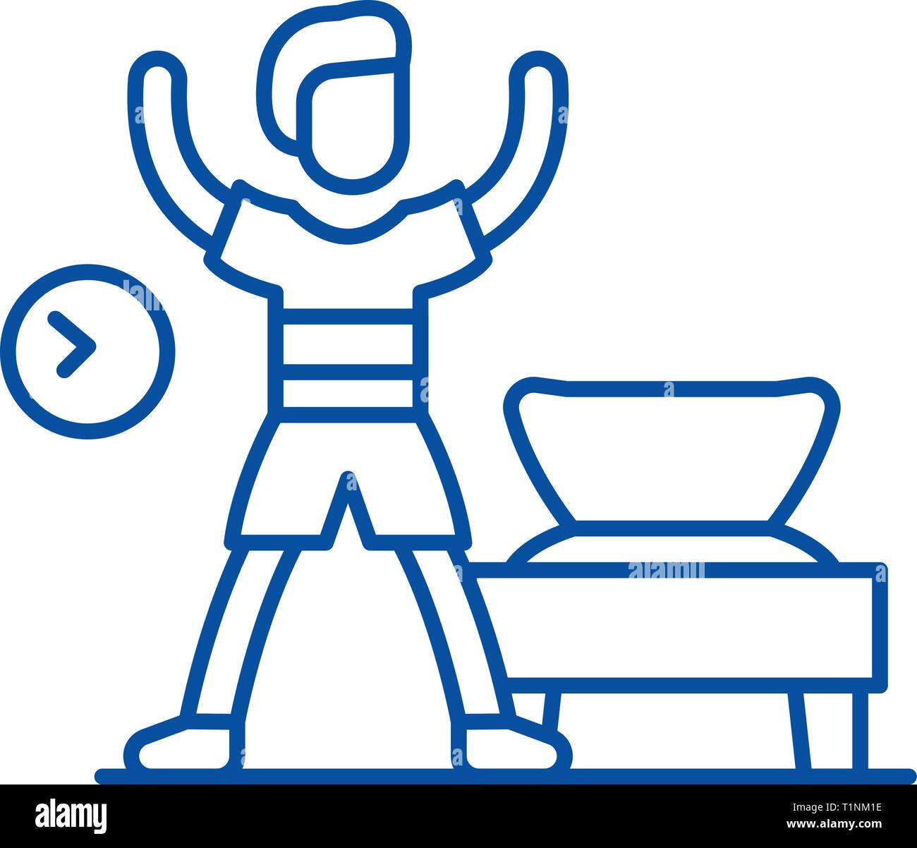 Morning gymnastics line icon concept. Morning gymnastics flat vector ...