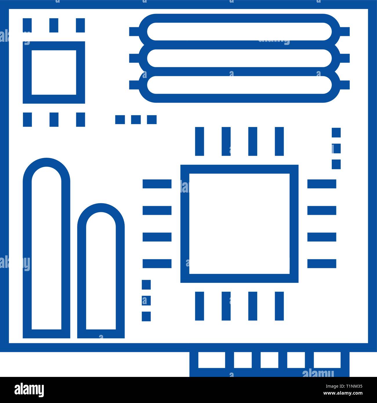 Motherboard line icon concept. Motherboard flat vector symbol, sign ...