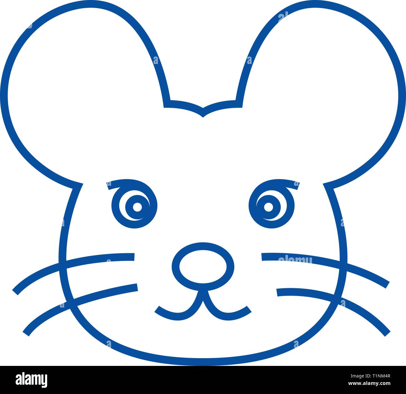 Mouse head line icon concept. Mouse head flat vector symbol, sign ...