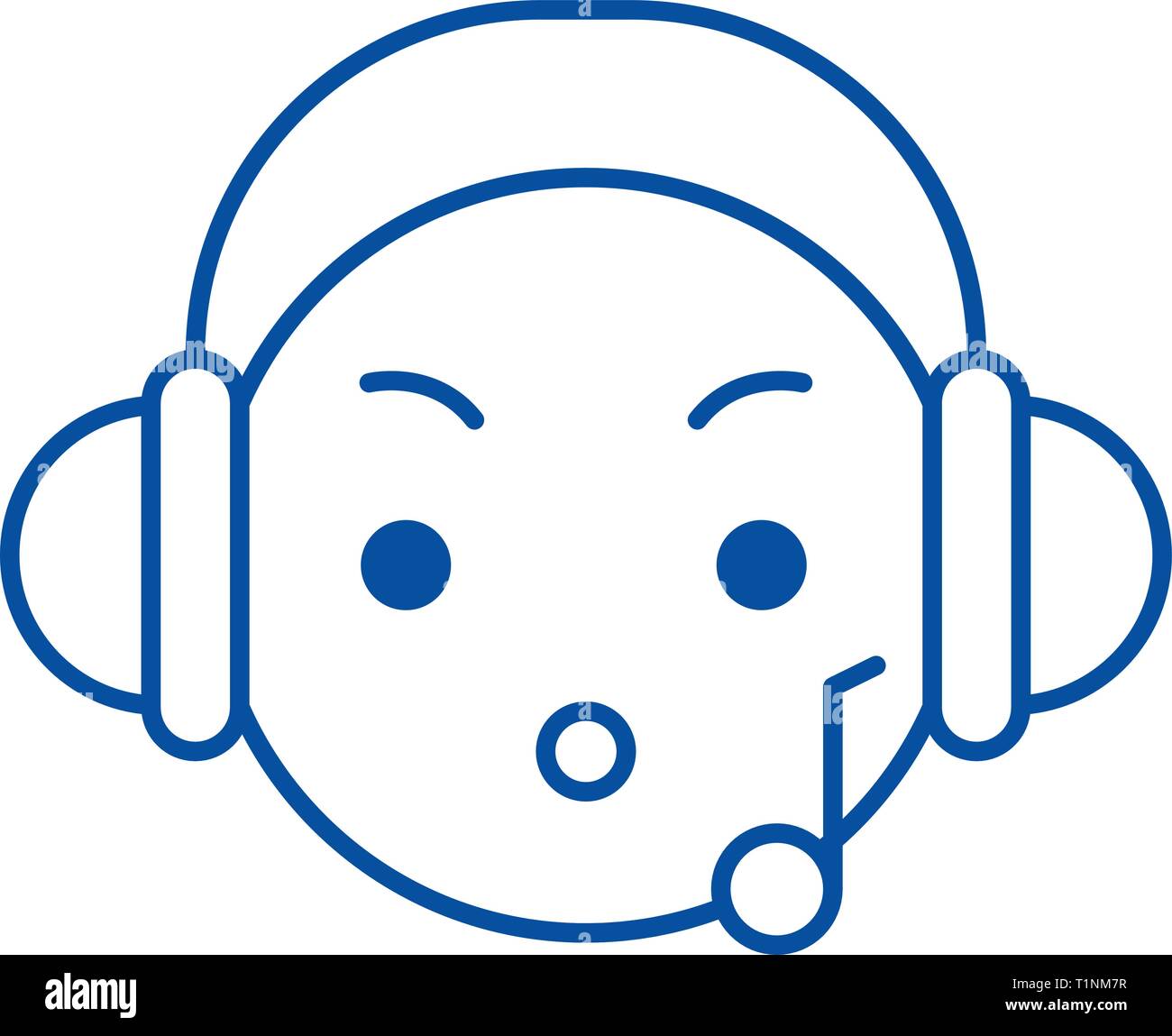 Music listening emoji line icon concept. Music listening emoji flat ...