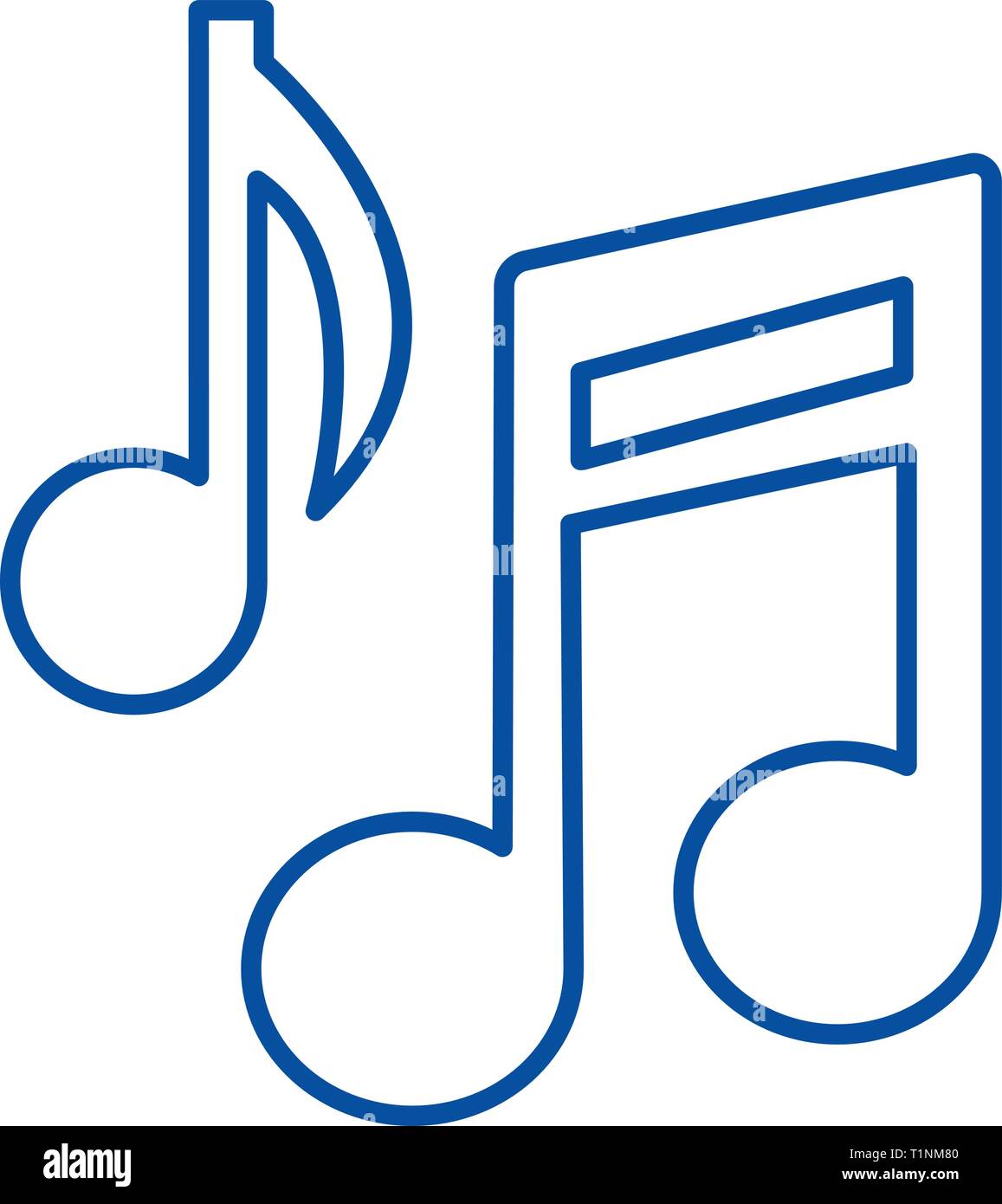 Music note sign line icon concept. Music note sign flat vector symbol ...