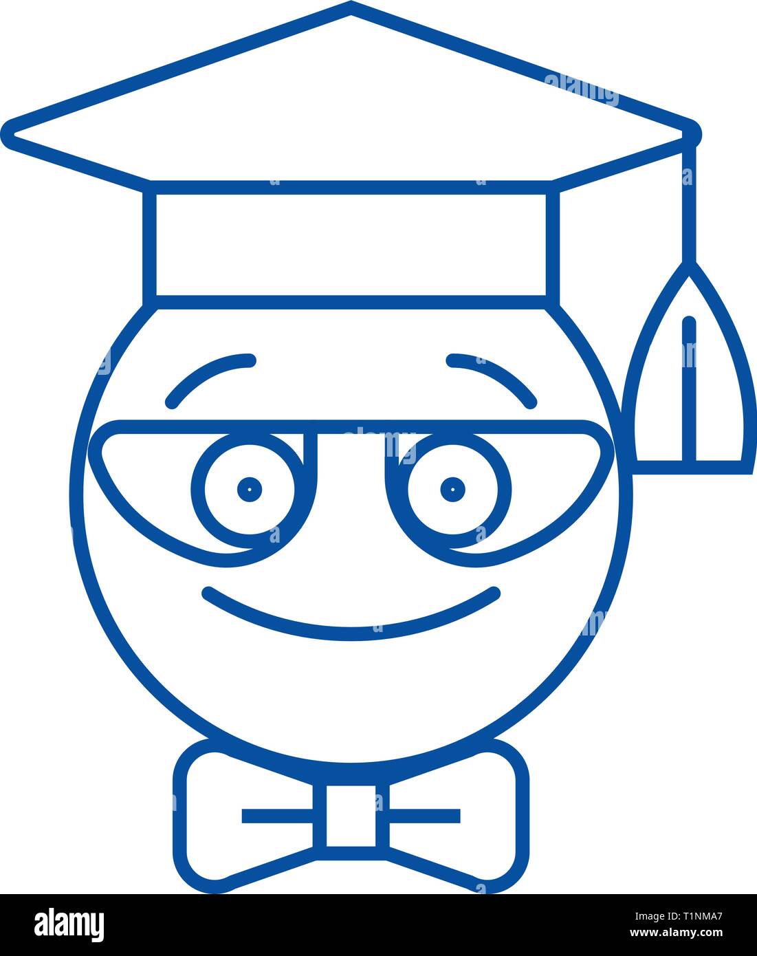 Nerdy student emoji line icon concept. Nerdy student emoji flat vector ...