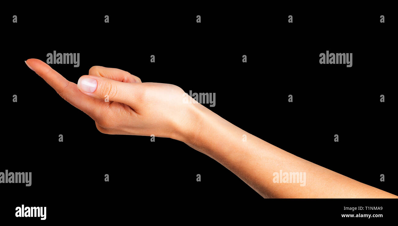 Woman hand with the index finger pointing up or showing direction Stock ...