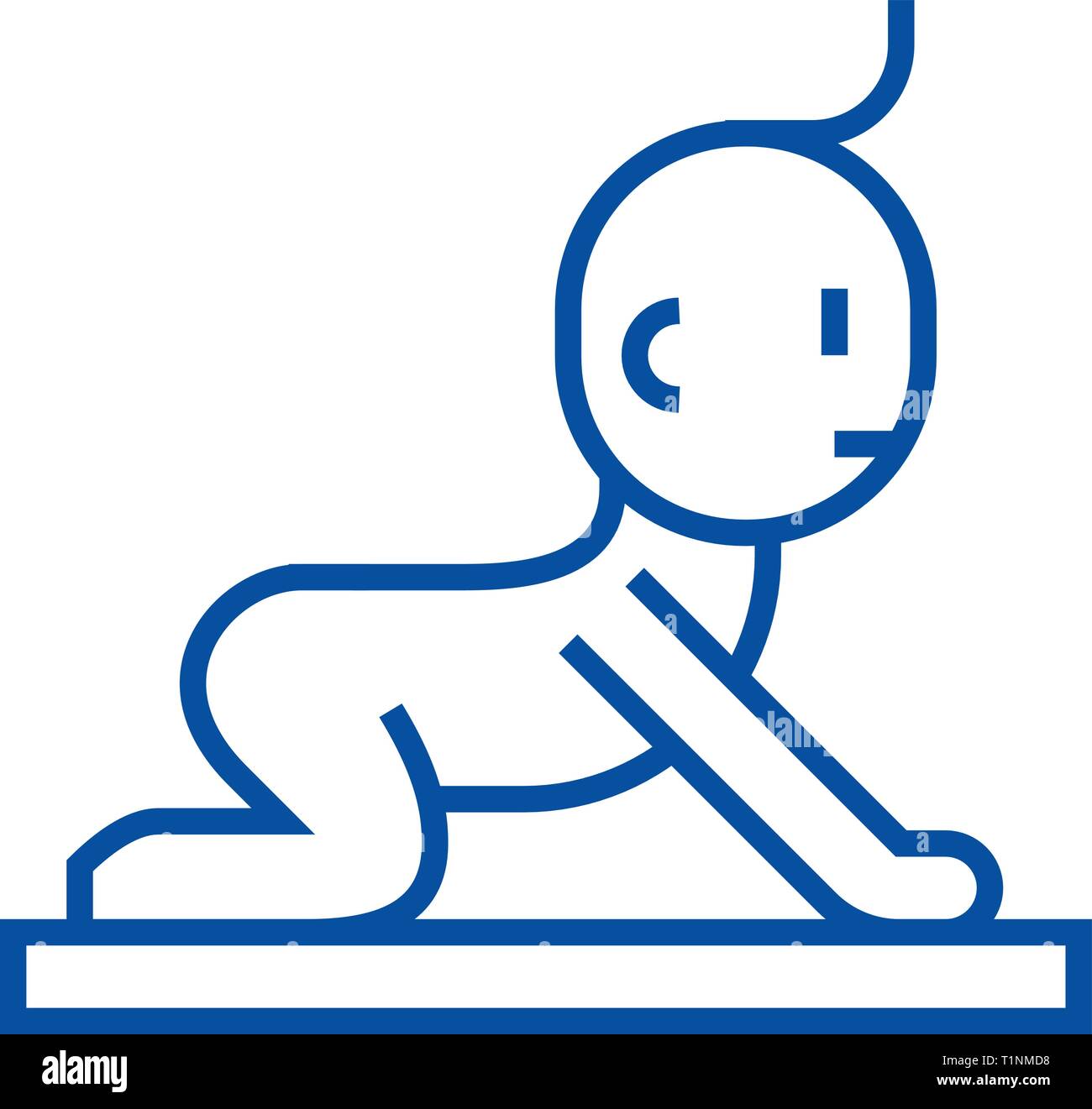 Newborn crawling line icon concept. Newborn crawling flat vector symbol ...