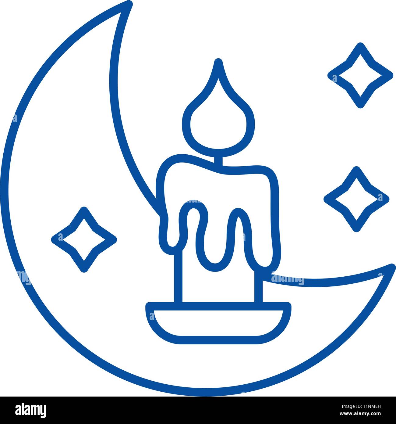 Night time line icon concept. Night time flat vector symbol, sign ...