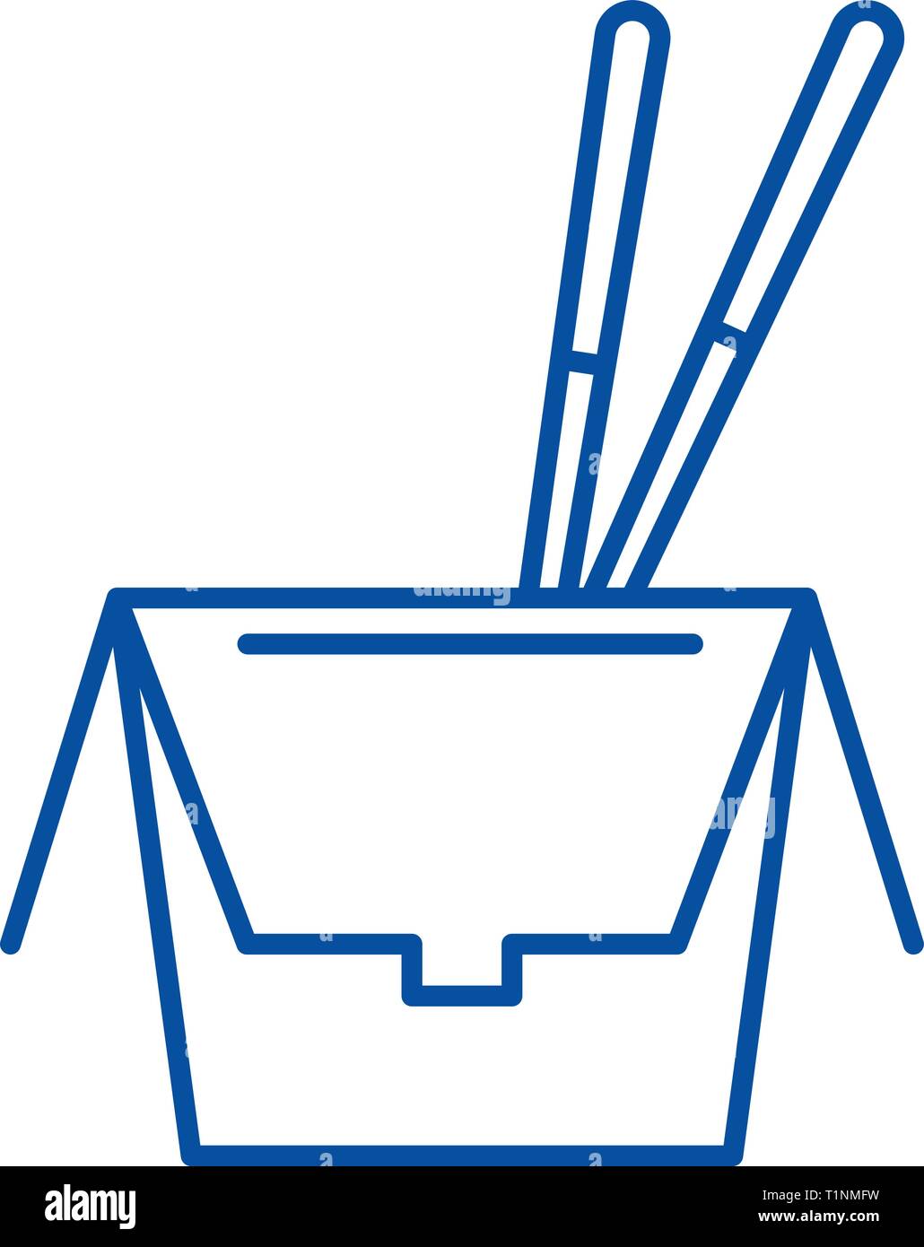 Noodles in a box line icon concept. Noodles in a box flat vector symbol ...