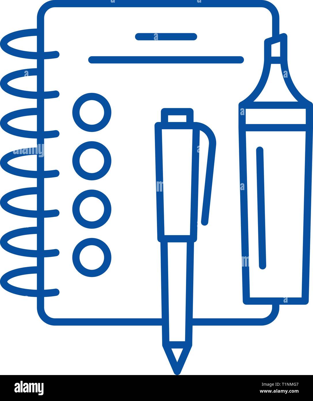 Notebook line icon concept. Notebook flat vector symbol, sign, outline ...