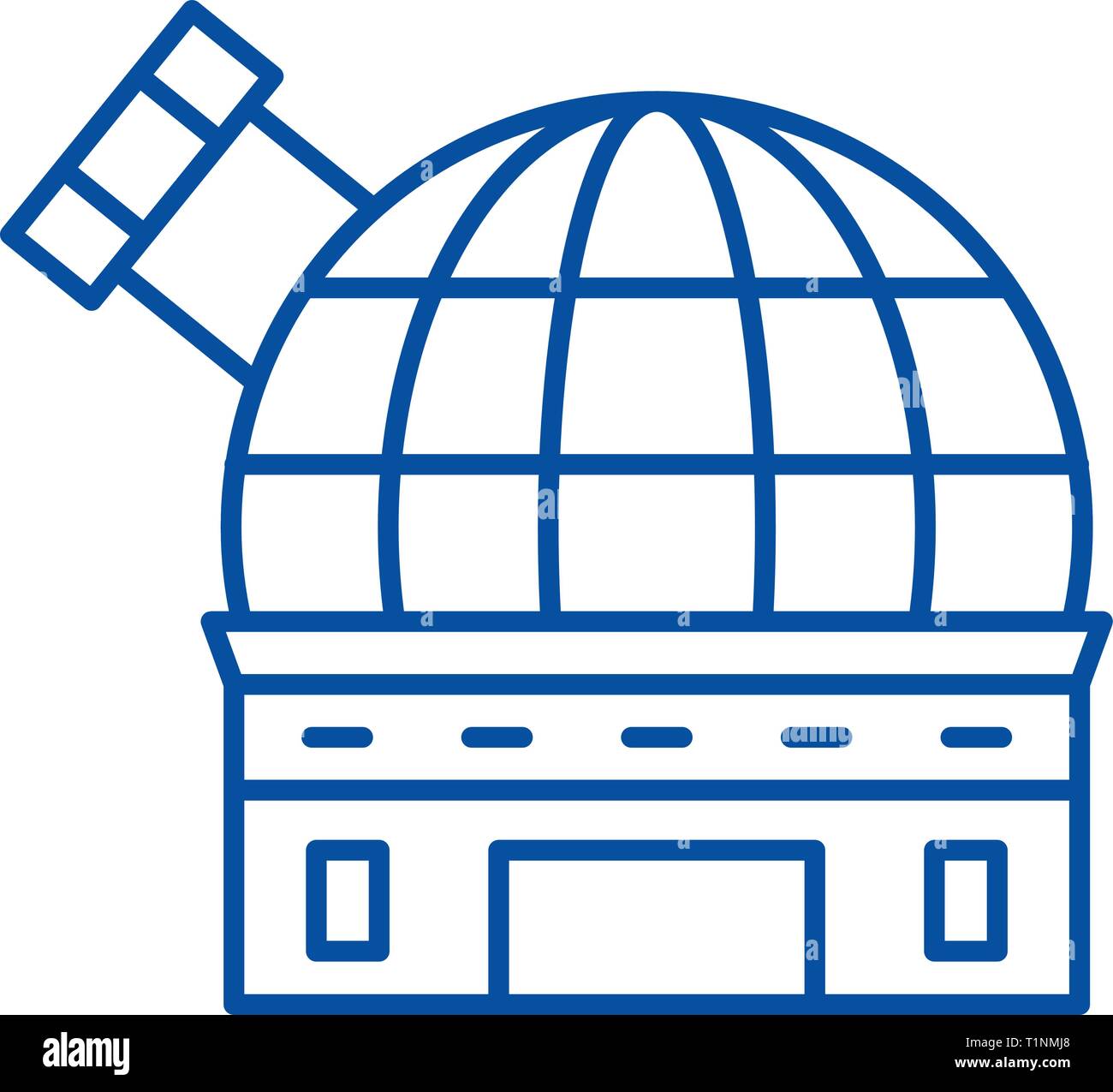 Observatory line icon concept. Observatory flat vector symbol, sign ...