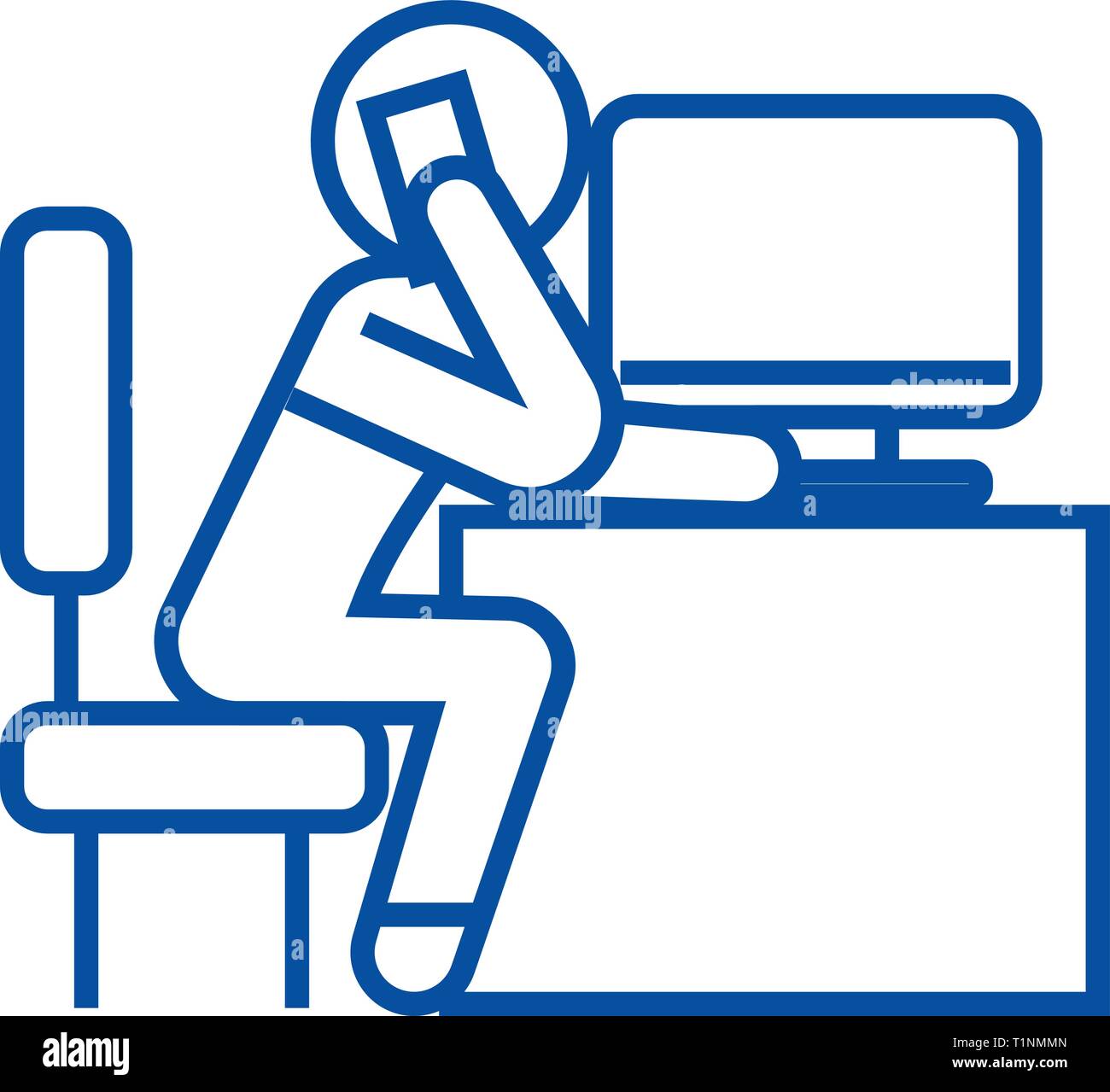 Office employee calling in office line icon concept. Office employee ... Office employee calling in office line icon concept. Office employee ...