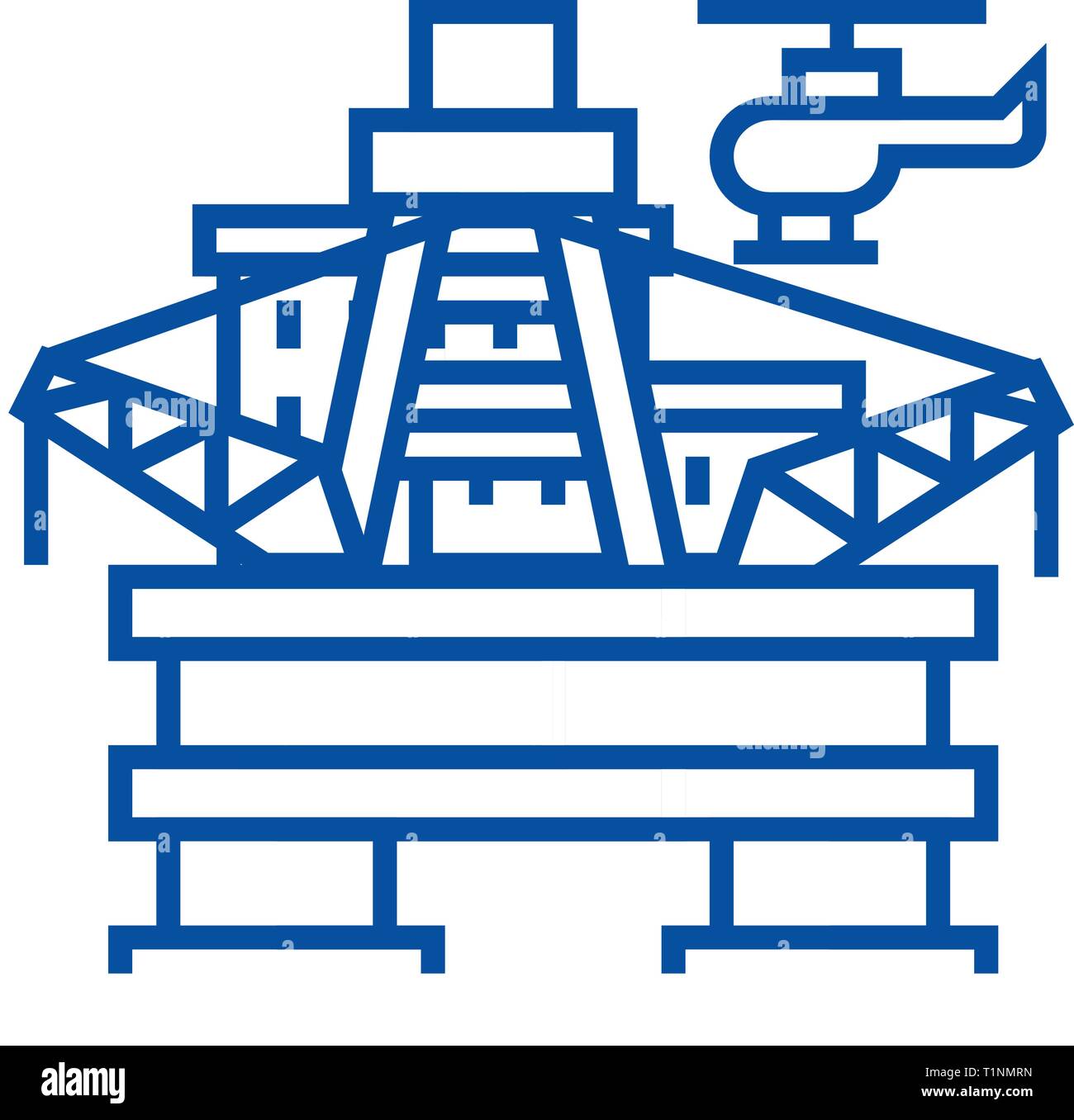 Oil platform, rig line icon concept. Oil platform, rig flat vector ...