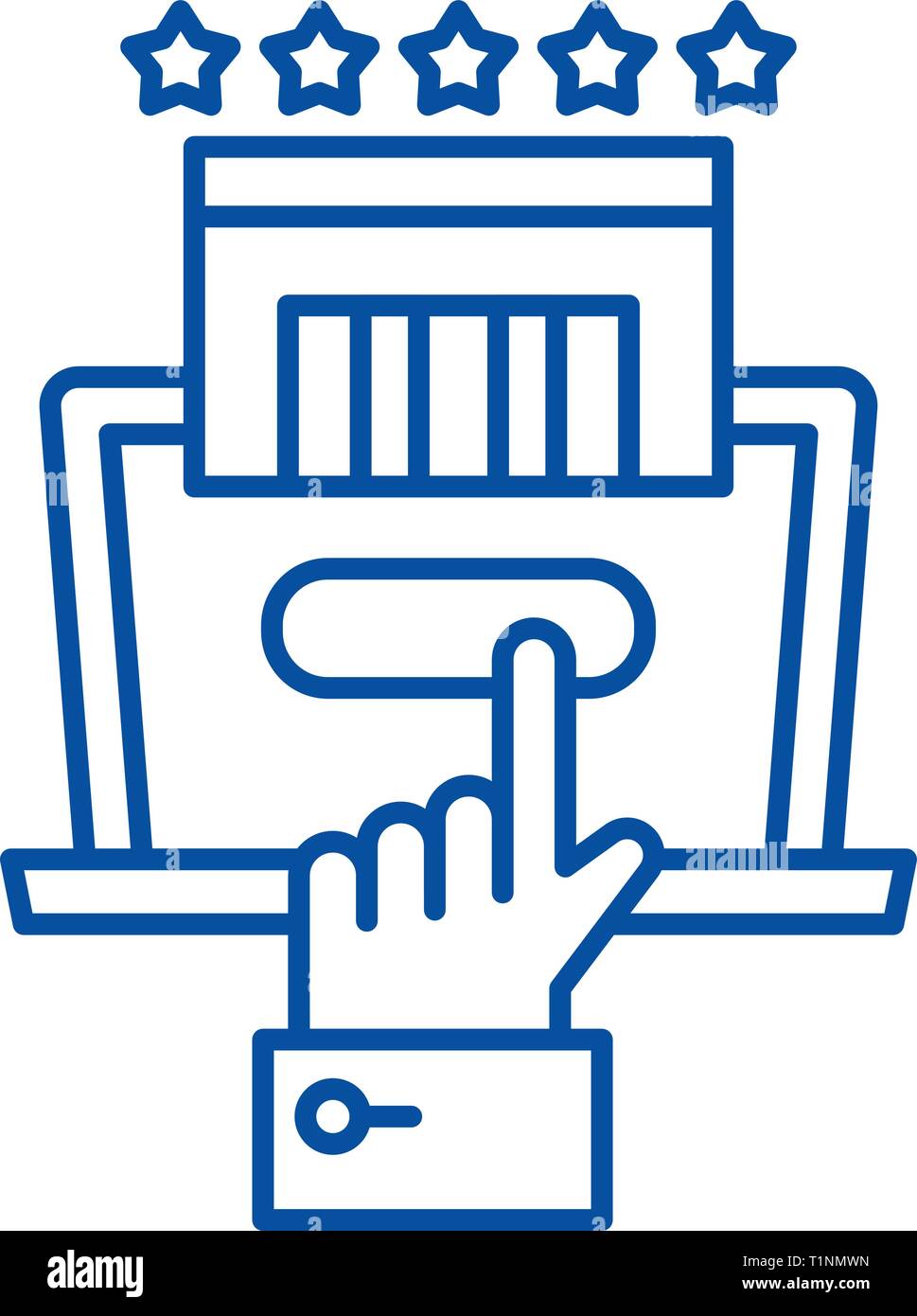 Online booking line icon concept. Online booking flat vector symbol ...