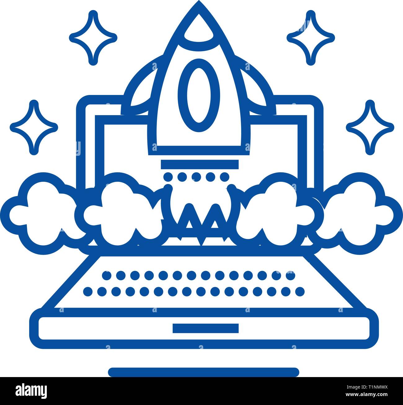 Online business launch line icon concept. Online business launch flat ...