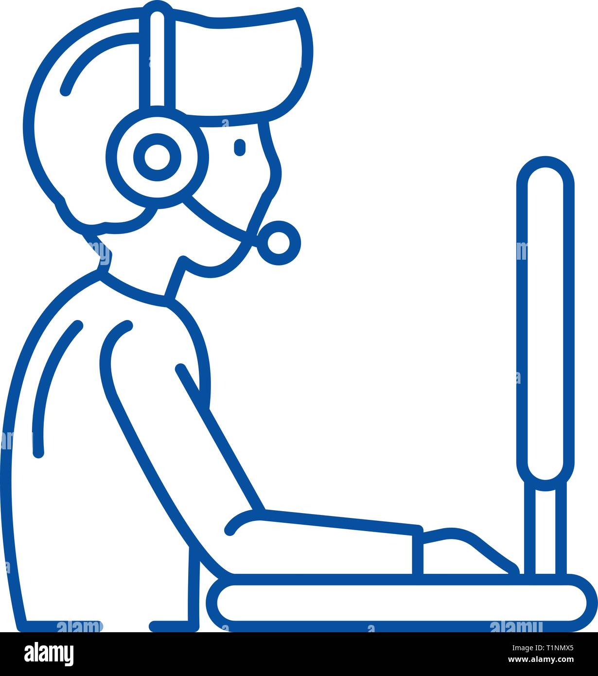 Online coach line icon concept. Online coach flat vector symbol, sign ...