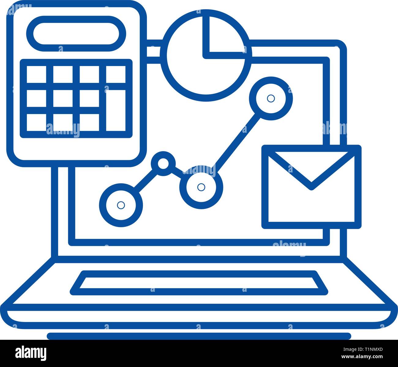 Online control system line icon concept. Online control system flat ...